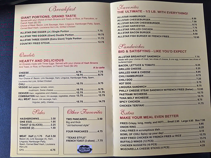 This menu isn't just a list of options&mdash;it's a roadmap to happiness with "Giant Portions" that aren't kidding around.