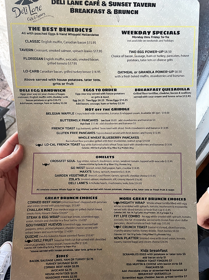 The breakfast menu reads like a love letter to morning food enthusiasts. Those Benedicts aren't messing around!
