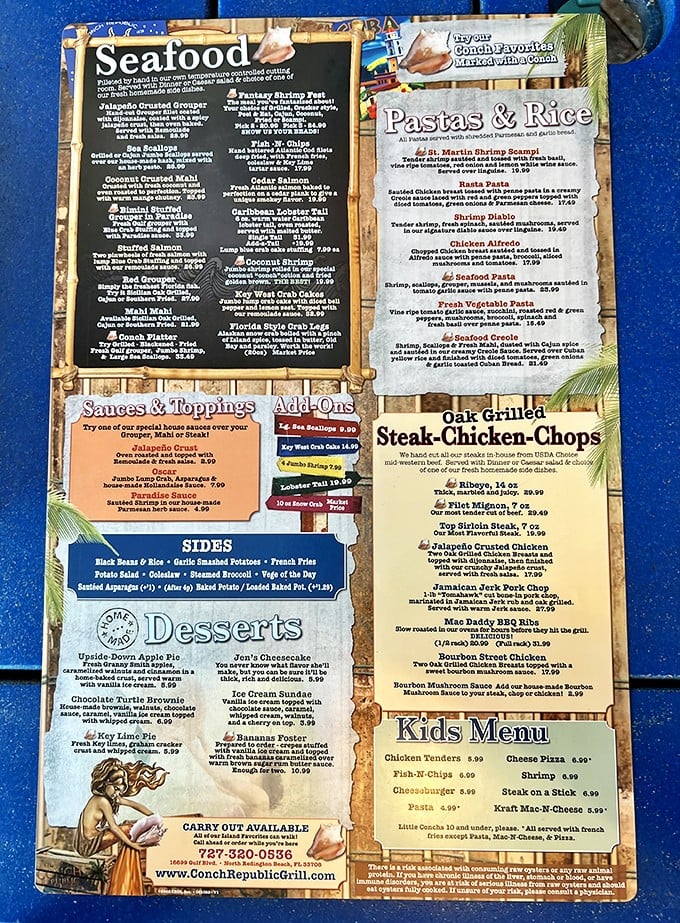 A menu that reads like a love letter to the sea. Choosing just one dish might be the hardest decision you'll make all vacation.