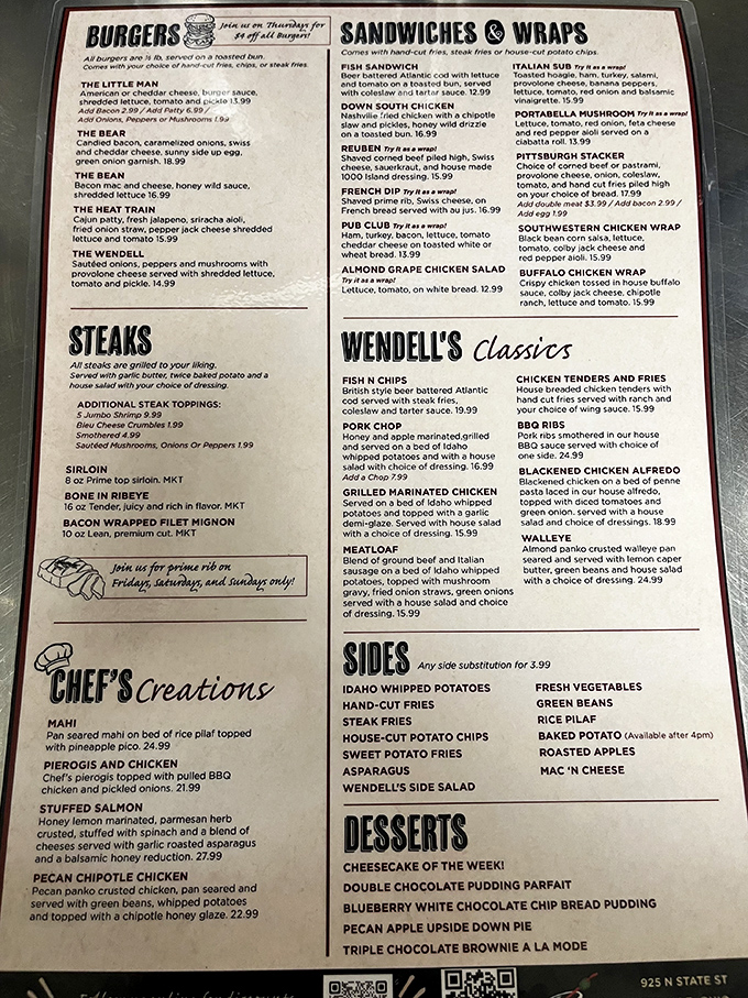The menu reads like a love letter to comfort food classics. Good luck choosing just one thing! 