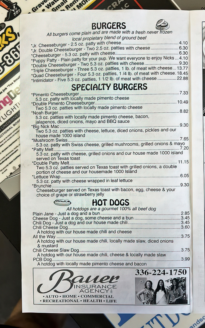 This menu isn't just a list of options &ndash; it's a roadmap to happiness. The "Puppy Patty" proves they've thought of everyone!