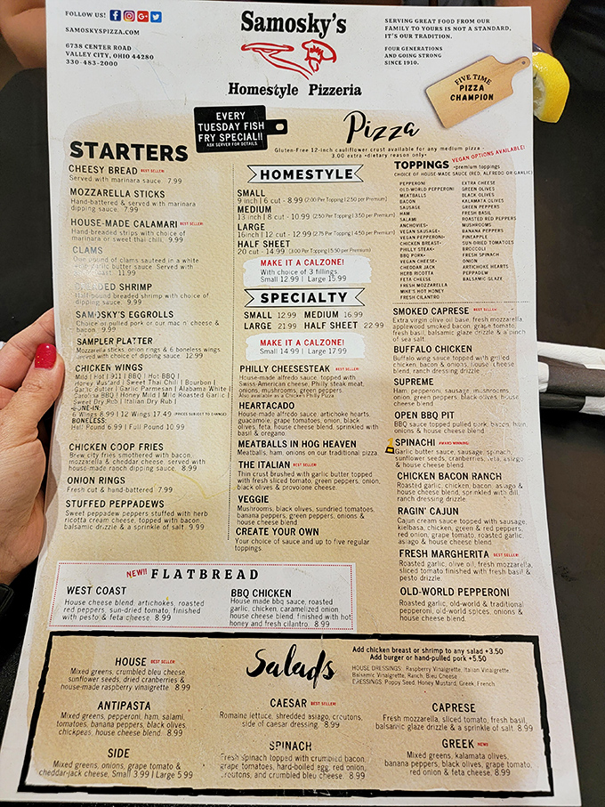 A menu that reads like a love letter to comfort food. Each item promises a relationship that might last longer than some marriages.