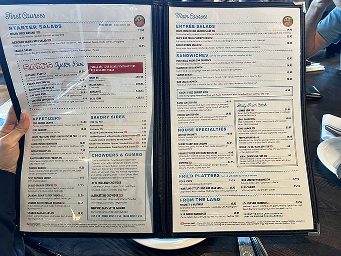 The menu reads like a love letter to the ocean – each item promising a different kind of coastal bliss.