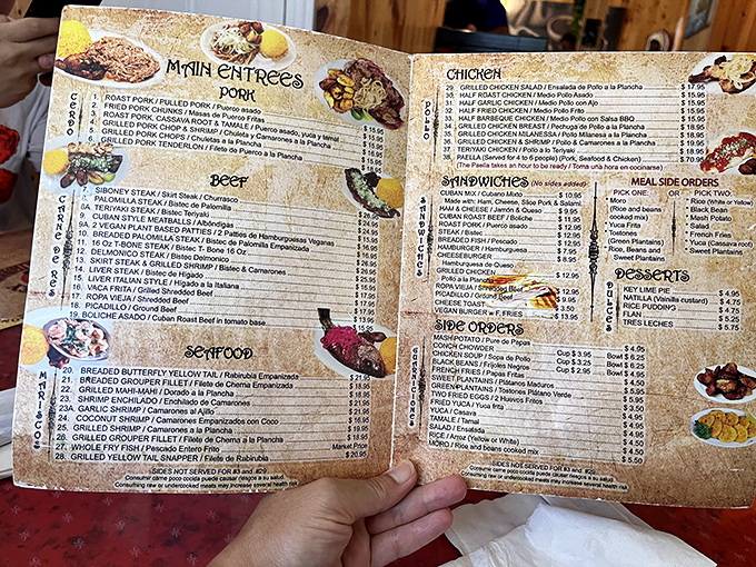 This menu isn't just a list of dishes—it's a roadmap to happiness with more delicious detours than a Florida backroad.