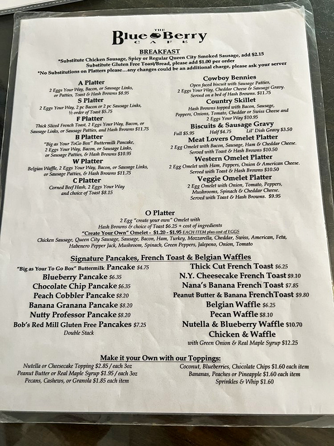 This menu isn't just a list of options&mdash;it's a roadmap to breakfast nirvana with choices that'll make decision-making deliciously difficult.
