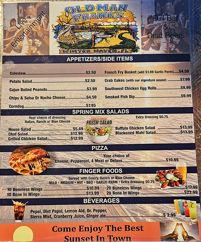 This menu isn't just food - it's a treasure map to seafood paradise, with X marking the spot right at those oysters.