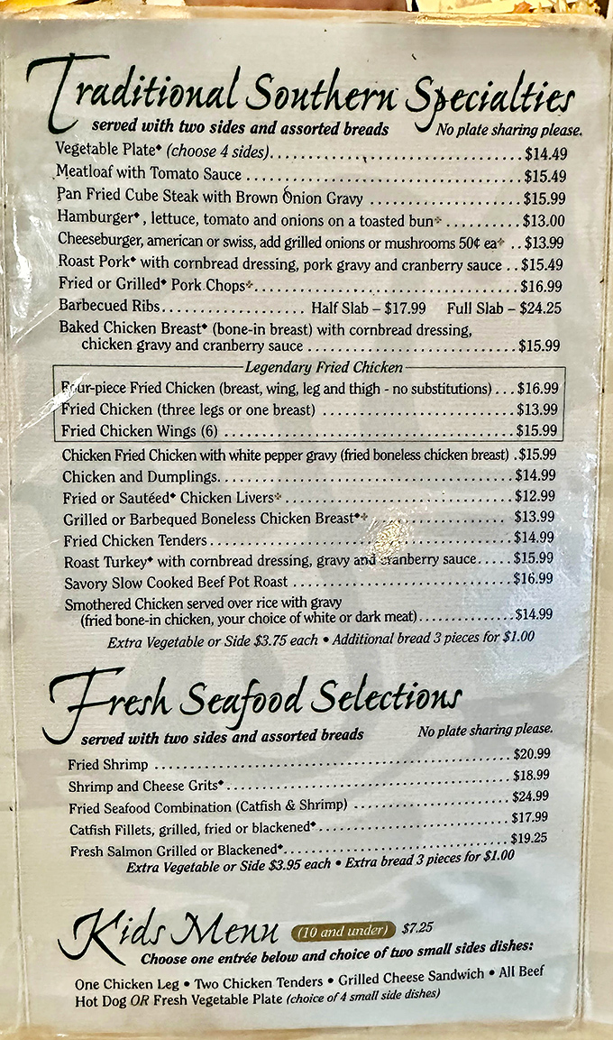This menu isn't just a list of dishes &ndash; it's a Southern history book written in gravy, cornbread, and chicken-fried poetry.