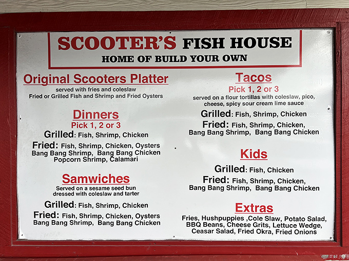 A menu that cuts straight to the chase. No fancy descriptions needed when the star of the show is Gulf-fresh seafood prepared with respect and skill.