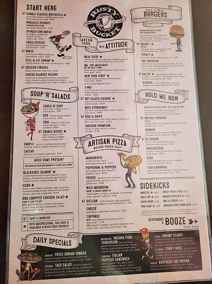 A menu that doesn't just list food&mdash;it promises adventure. "Tavern Food with Attitude" isn't just clever marketing; it's a delicious mission statement.