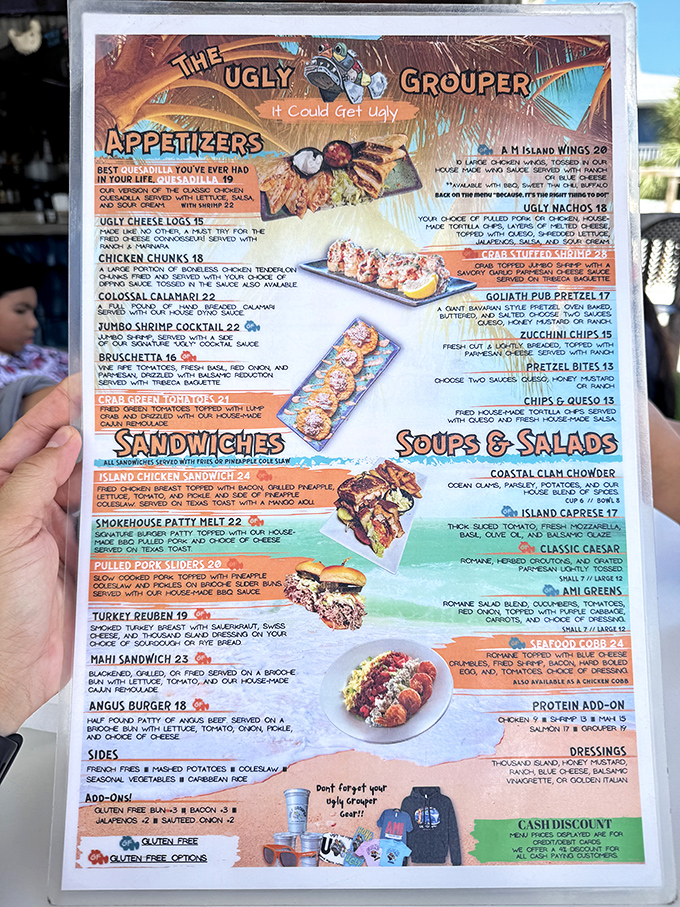 Menu decisions at The Ugly Grouper might be the hardest work you'll do all vacation. The "It Could Get Ugly" tagline is a delicious warning.