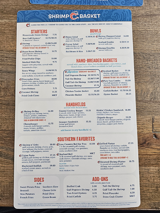 This menu isn't just reading material&mdash;it's a roadmap to happiness. The "Bom-Bastic Burgers" section alone deserves its own ZIP code.
