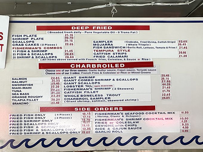 A menu that cuts to the chase: fresh seafood prepared simply and perfectly. No flowery descriptions needed when you're serving the ocean's finest.