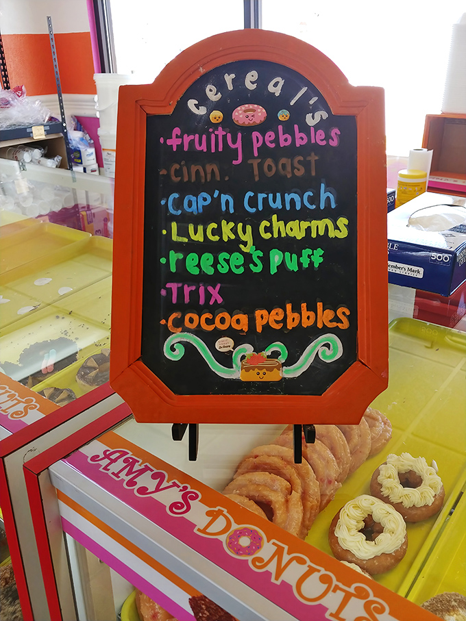 Cereal on donuts? It's like Saturday morning cartoons met your coffee break and decided to party.