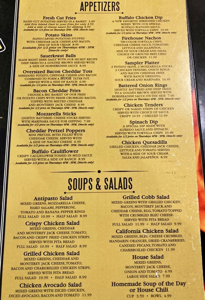 The menu reads like a love letter to comfort food classics, with appetizers that could easily become your new obsession.