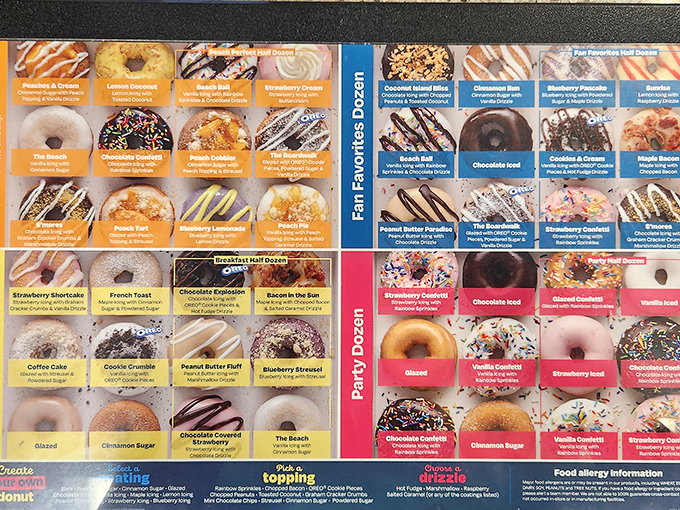 The menu board reads like a choose-your-own-adventure book where every path leads to delicious regret.