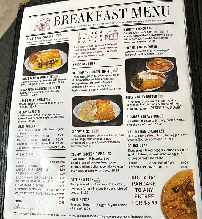 This menu isn't just a list of options&mdash;it's a challenge to your appetite. The "ORDER IF YOU DARE" warning isn't just clever marketing.