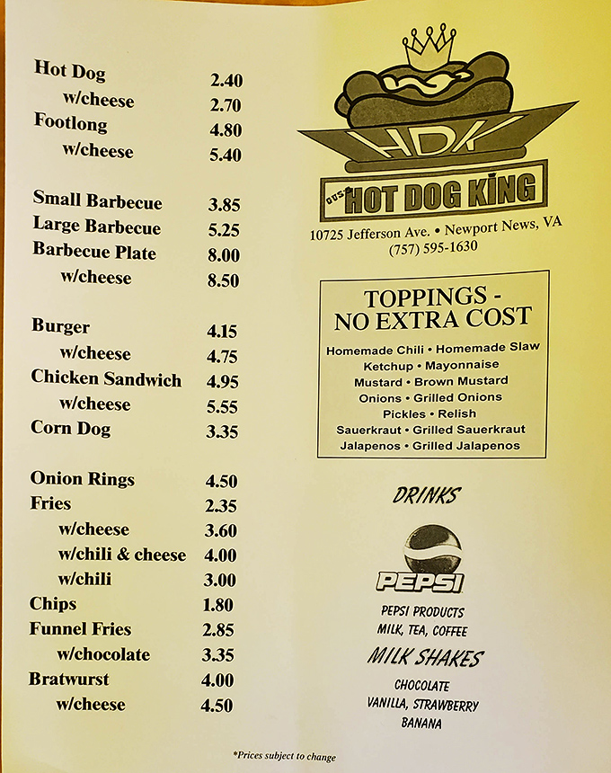 A menu that hasn't needed a trendy makeover in decades&mdash;when you've perfected hot dogs and homemade chili, why complicate things?