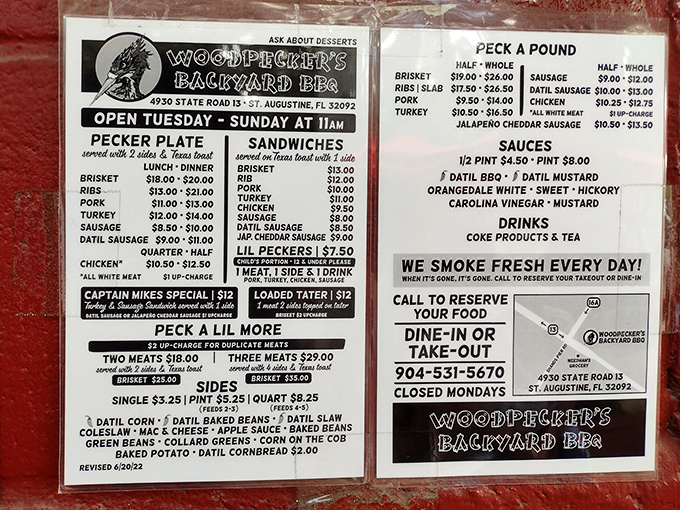 The menu board &ndash; a sacred text for barbecue pilgrims. Notice how they proudly declare "We smoke fresh every day!" That's not a promise, that's a love letter.