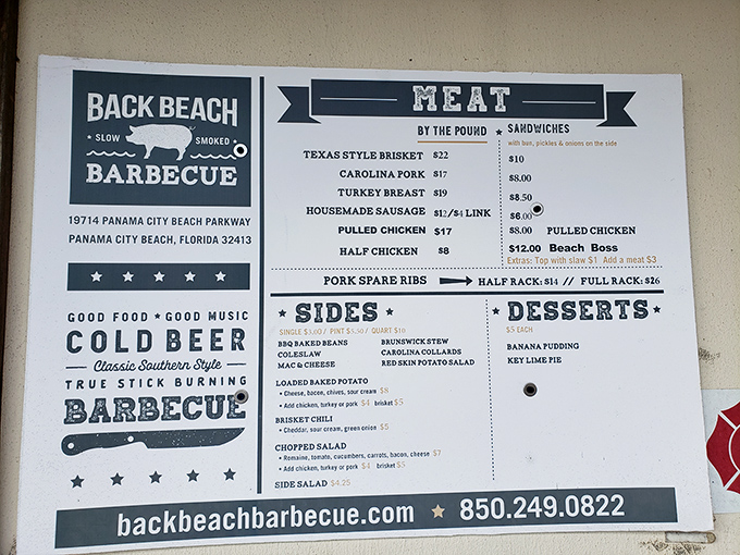 A menu that cuts right to the chase: meat by the pound, classic sides, and zero pretension. The barbecue equivalent of a greatest hits album.