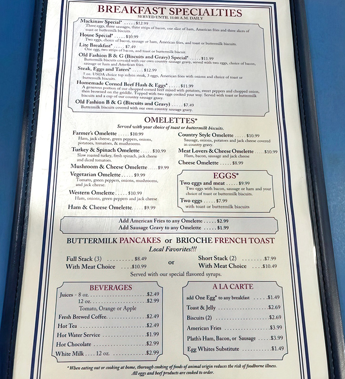 A menu that doesn't need fancy fonts or pretentious descriptions&mdash;just honest offerings that have kept folks coming back for generations.