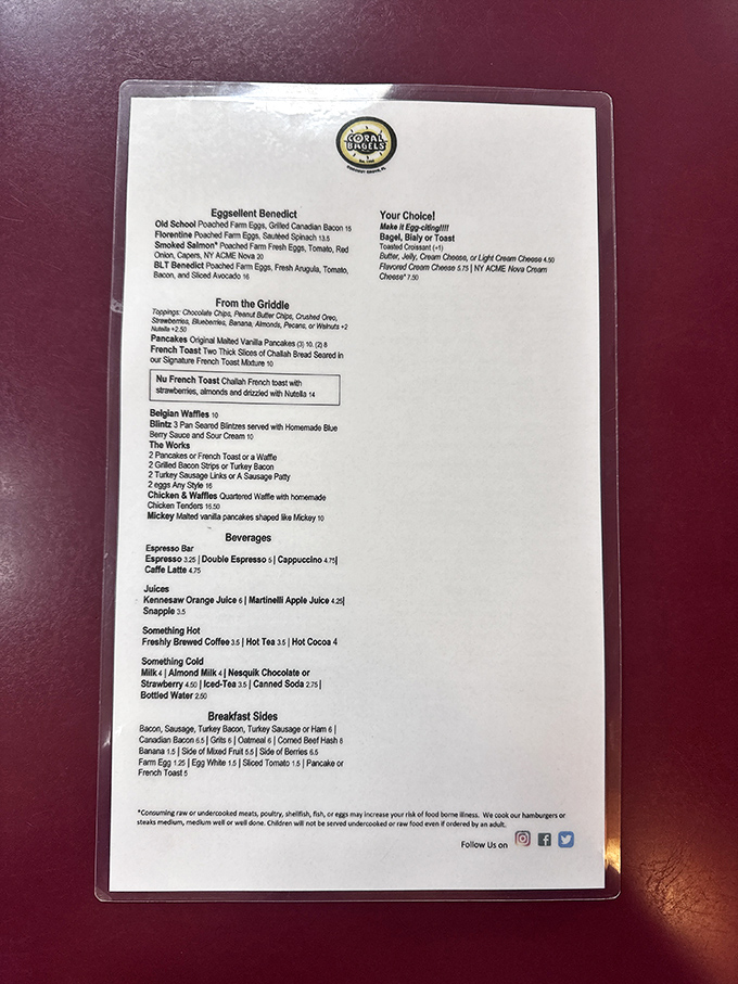 A menu that reads like comfort food poetry. The hardest decision you'll make today is choosing between the Old School and BLT Benedict.