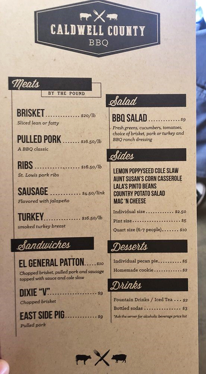 The menu board &ndash; a roadmap to happiness. St. Louis ribs and jalape&ntilde;o sausage beckon while Aunt Susan's corn casserole whispers sweet nothings.