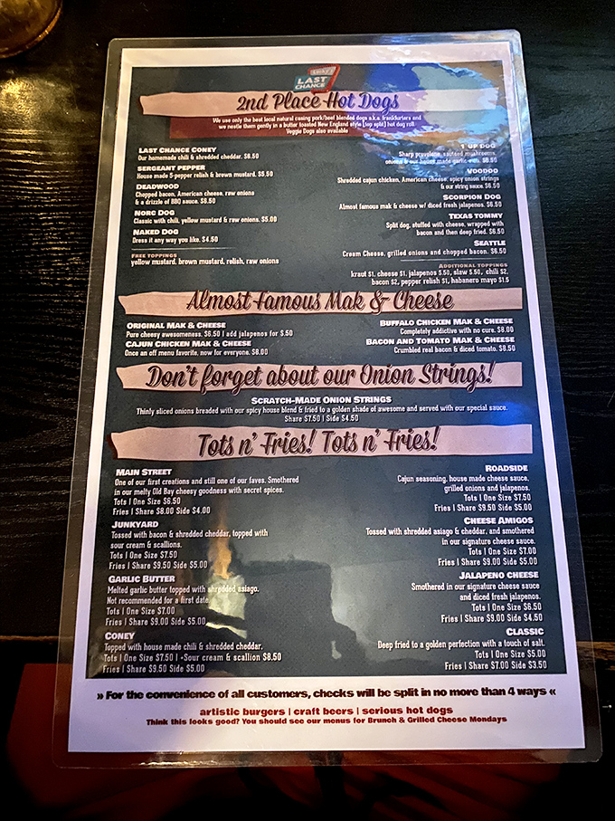 The menu reads like a love letter to comfort food, promising indulgent adventures in every single bite.