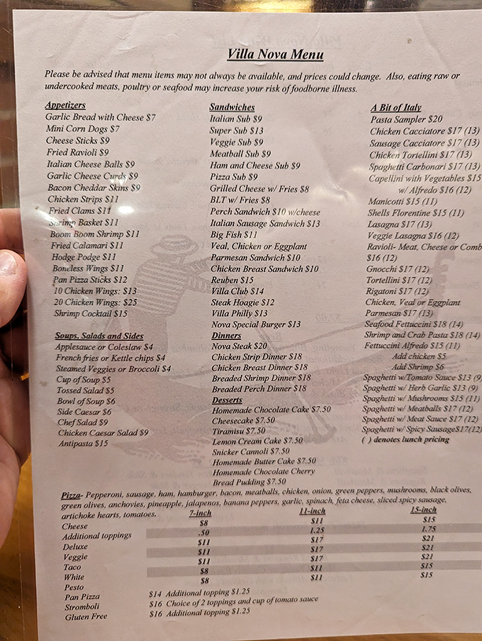 This menu isn't just a list&mdash;it's a roadmap to happiness. Each item represents decades of Italian-American tradition, with prices that won't require a second mortgage. 