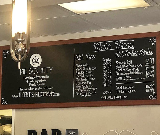 The menu board reads like poetry to pie lovers – steak and ale, chicken and thyme, cottage pie – each option more tempting than the last.