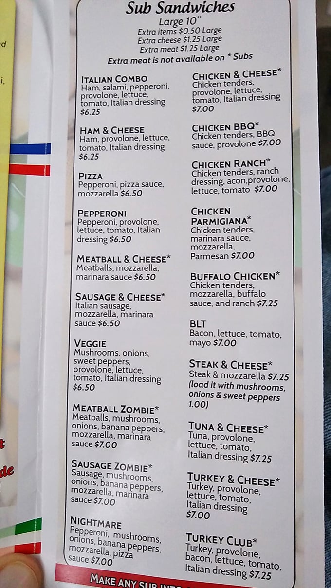 This menu reads like a love letter to Italian-American cuisine. The "Meatball Zombie" isn't the walking dead&mdash;it's heaven between bread.
