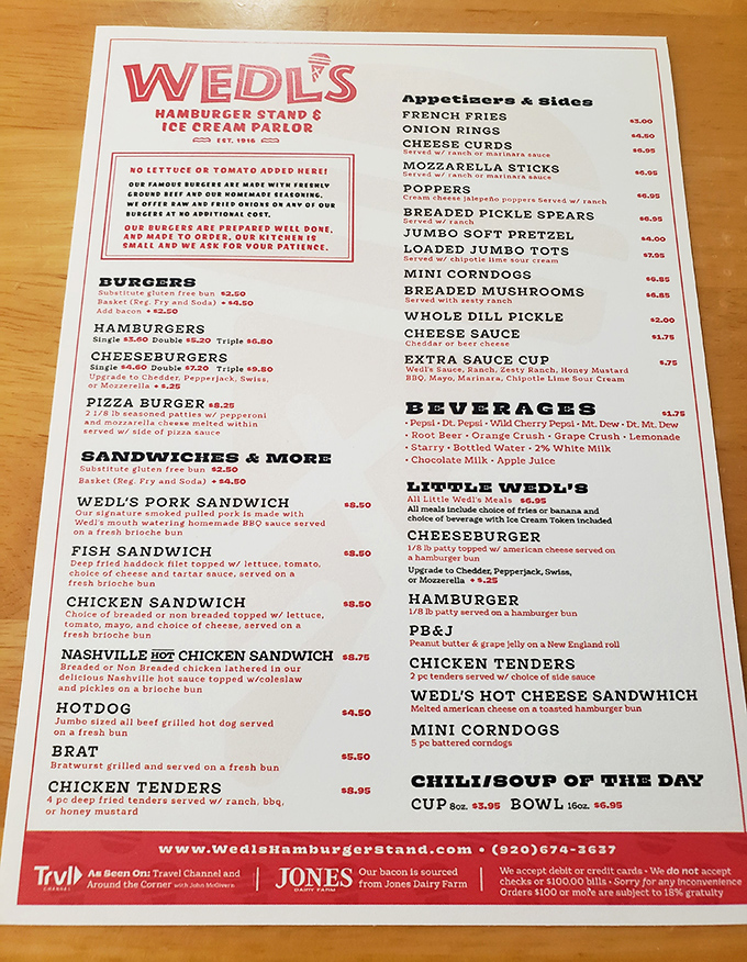 A menu that doesn't need fancy fonts or flowery descriptions&mdash;just straightforward promises of burger perfection that have kept customers coming back for generations.