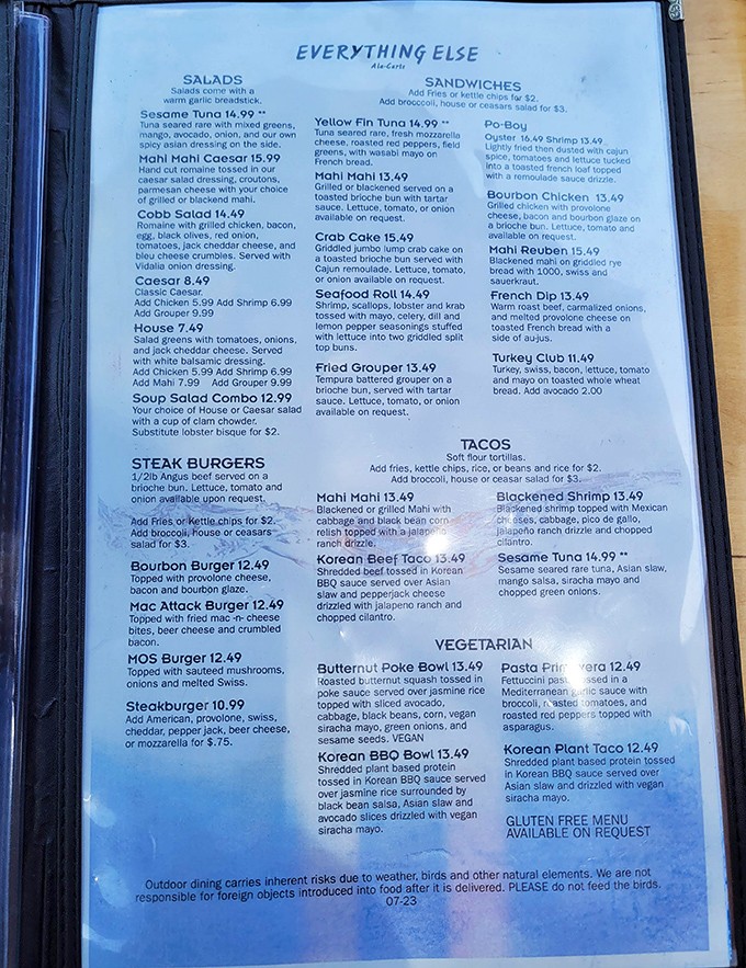 A menu that reads like a love letter to the sea, with options that'll make choosing feel impossible.