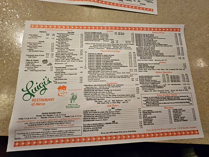 A menu so extensive it could double as light reading material. Luigi's offers everything from simple salads to hearty pasta classics that would make any nonna proud.