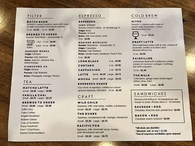 A menu that doesn't overwhelm but still makes decisions difficult &ndash; like choosing between favorite children, if your children were delicious coffee drinks and sandwiches.