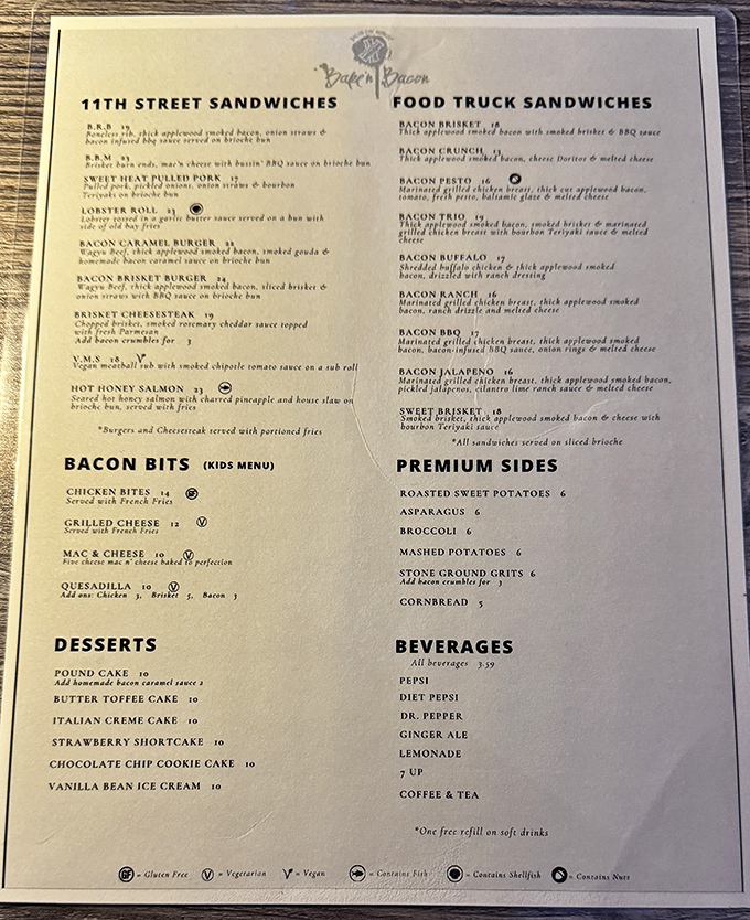 This isn't just a menu&mdash;it's a roadmap to happiness. Notice how they don't even try to pretend there's a salad section? That's confidence.