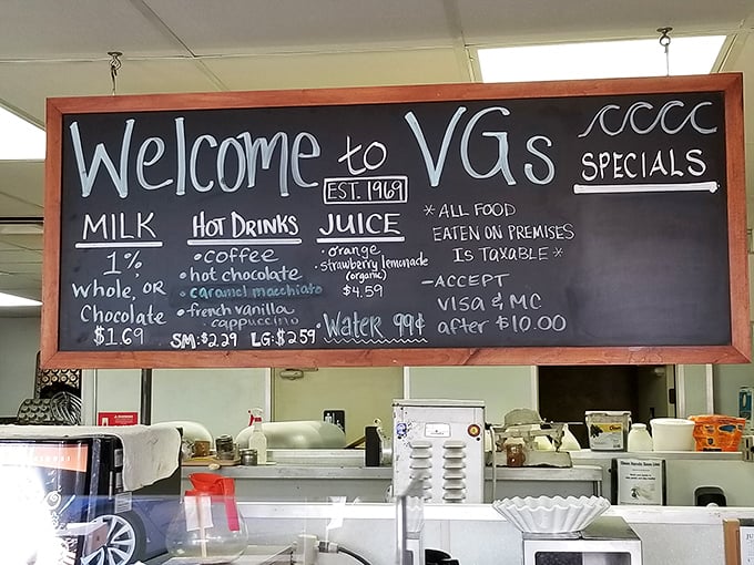 A chalkboard menu that hasn't changed much since rotary phones were cutting-edge. Sometimes perfection needs no updates.