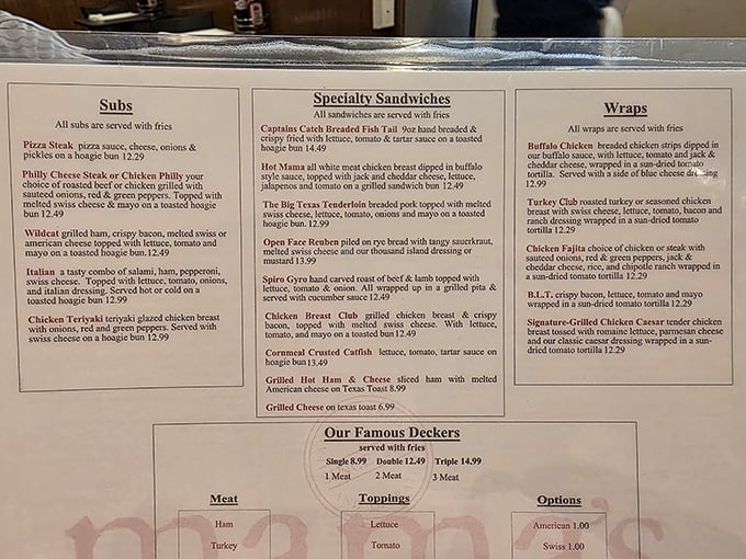 This menu isn't just a list of food&mdash;it's a roadmap to happiness. The "Famous Deckers" section alone deserves its own ZIP code.