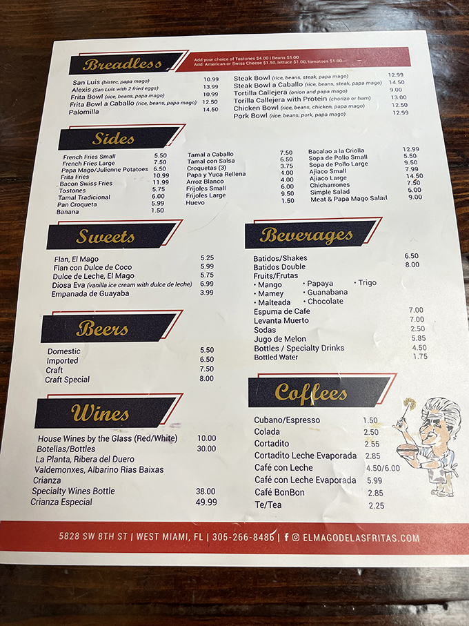 The menu reads like a love letter to Cuban-American cuisine, with fritas taking center stage in this delicious drama.