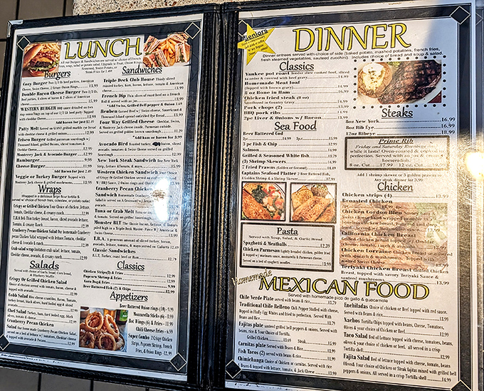 A menu that reads like a love letter to American comfort food. The hardest decision you'll make today is choosing just one thing.