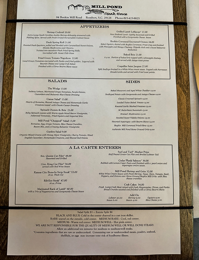 A menu that reads like poetry to carnivores. Each carefully curated offering promises a memorable dining experience worth the drive.