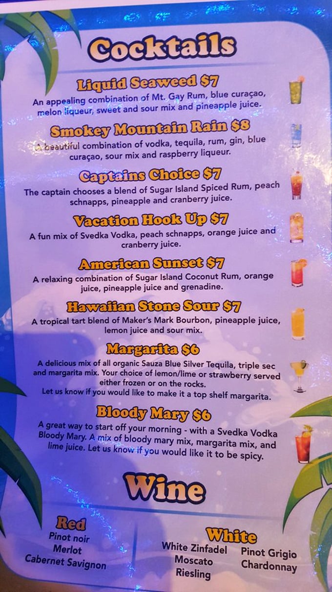 The cocktail menu reads like a vacation in a glass. "Liquid Seaweed" might sound questionable, but trust me&mdash;it's the tropical escape your taste buds deserve.