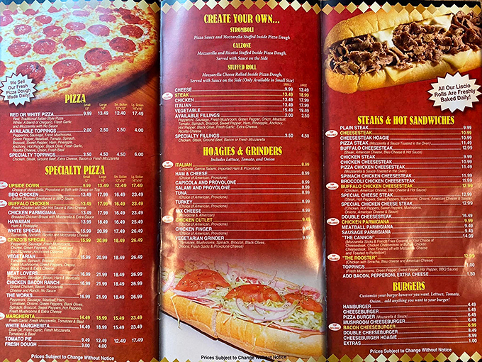 A menu that reads like a love letter to Italian-American cuisine. The hardest decision you'll make today awaits.