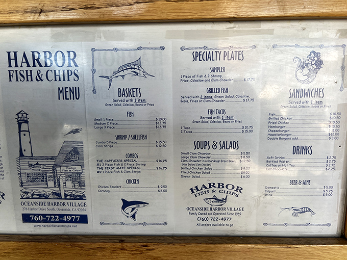 A menu that doesn't need fancy fonts or flowery descriptions&mdash;just straightforward offerings of what the sea does best.