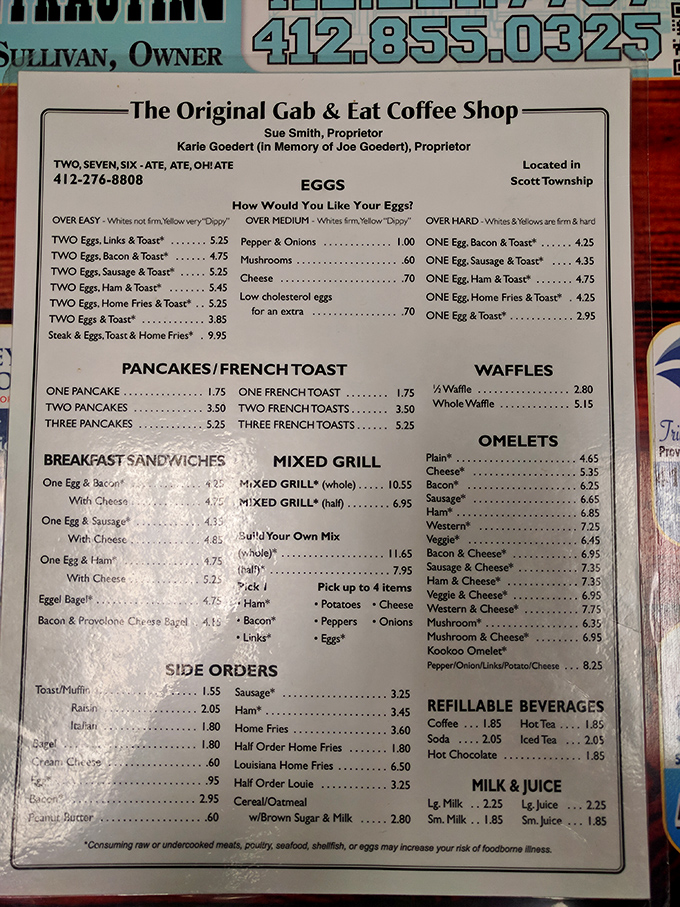 A menu that hasn't surrendered to food trends or inflated prices &ndash; just straightforward breakfast classics that have sustained generations of Pennsylvanians.