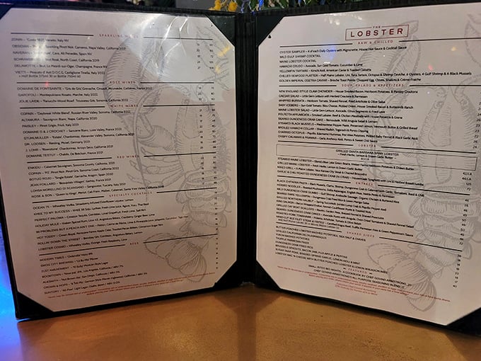 This menu reads like a love letter to the sea, promising culinary adventures that'll make your taste buds sing.
