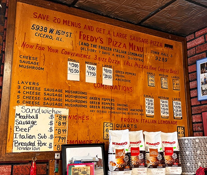That vintage menu board isn't just decoration&mdash;it's a roadmap to happiness with handwritten prices that somehow make everything taste better.