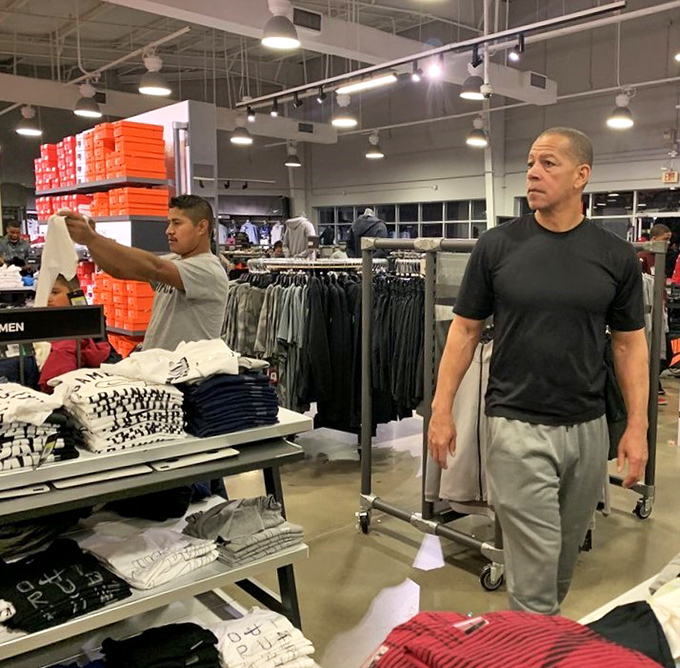 The Nike Factory Store's well-organized interior promises athletic wear that makes you look like a professional, even if your only marathon is shopping.