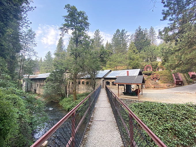 The Northstar Mining Museum's rustic bridge invites you to cross into California's golden past&mdash;hard hats not required, but curiosity is.