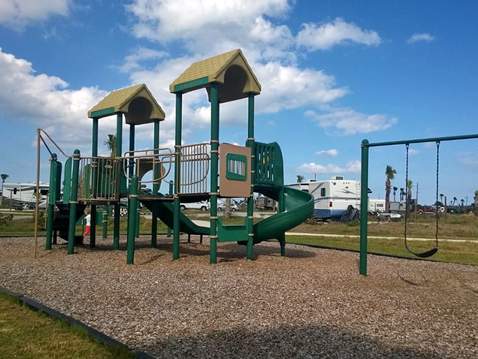 Even wilderness adventurers need recess! The park's playground offers a chance for little explorers to burn energy between trail hikes. 