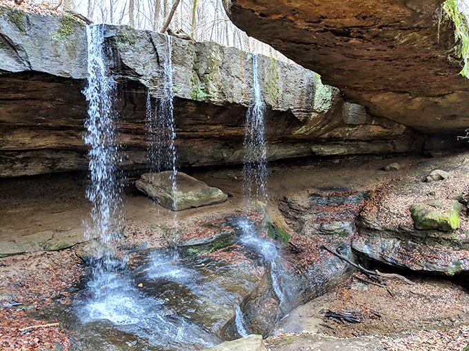 Nature's own waterfall art installation – no admission fee required, just a willingness to be amazed by geological patience.